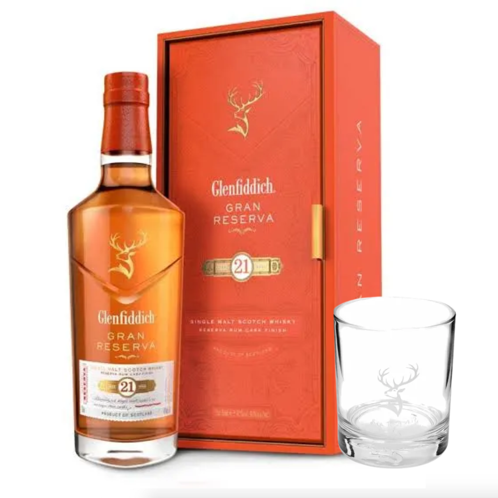 Glenfiddich 21YO Reserva Rum Cask Finish 70cl with FREE Glenfiddich Ro ...